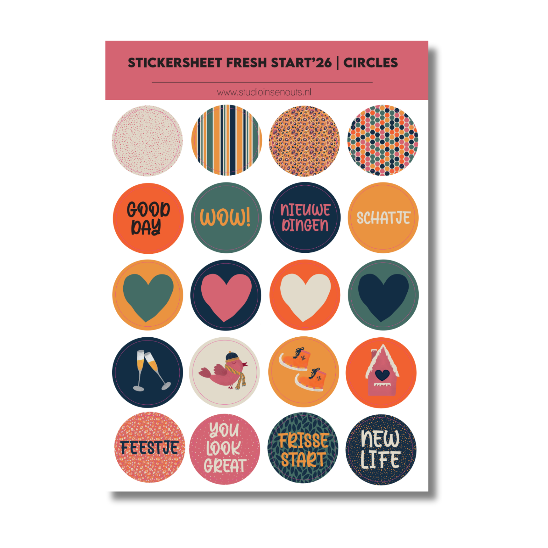 Stickervel Circles Fresh Start - Ronde Stickers - Stickervellen Nieuw ...